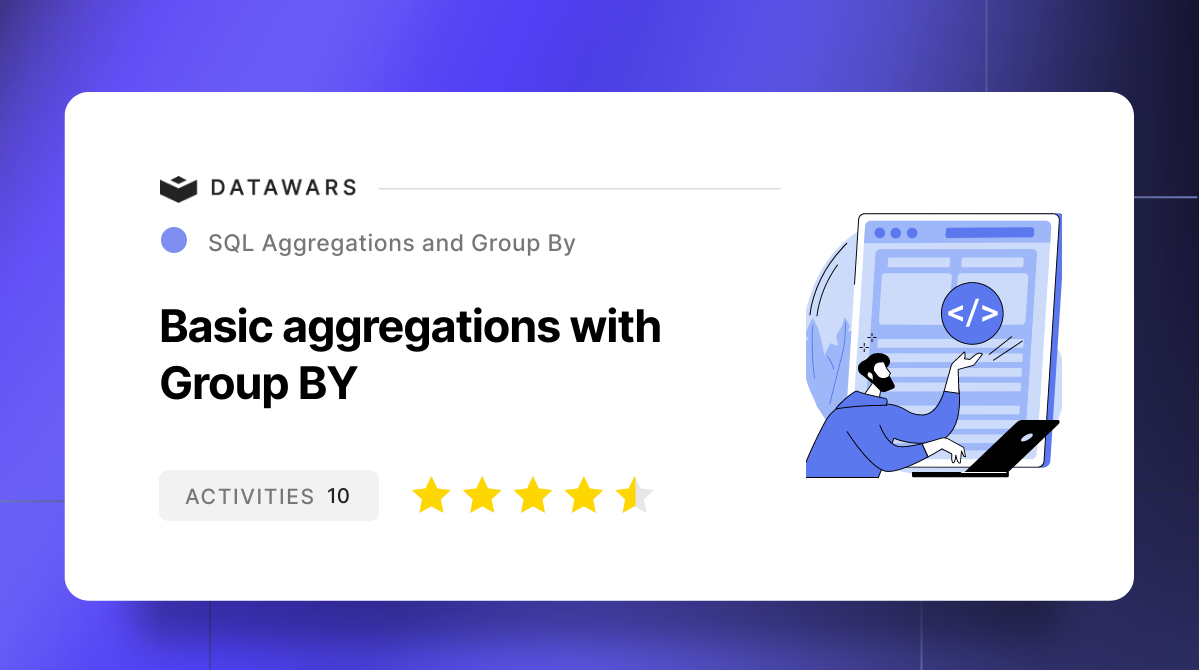 Basic aggregations with Group BY | Free Data Science Project | Data Wars