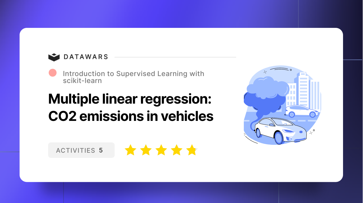 Multiple linear regression: CO2 emissions in vehicles | Free Data Science Project | Data Wars