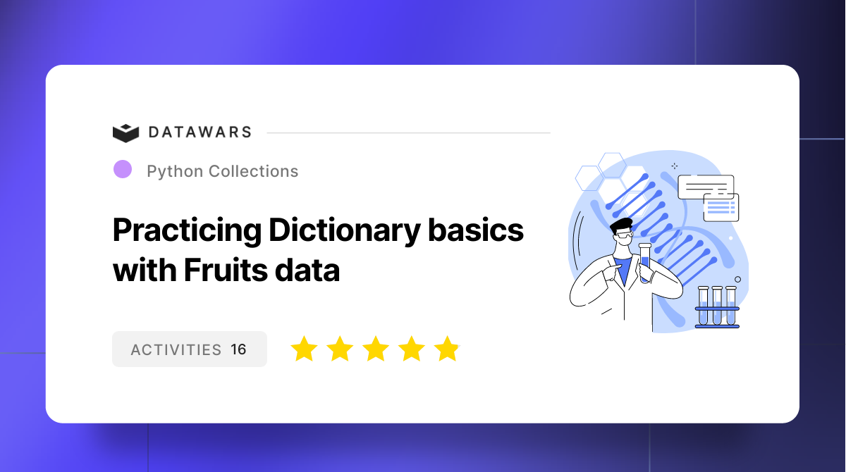 Practicing Dictionary basics with Fruits data | Free Data Science Project | Data Wars