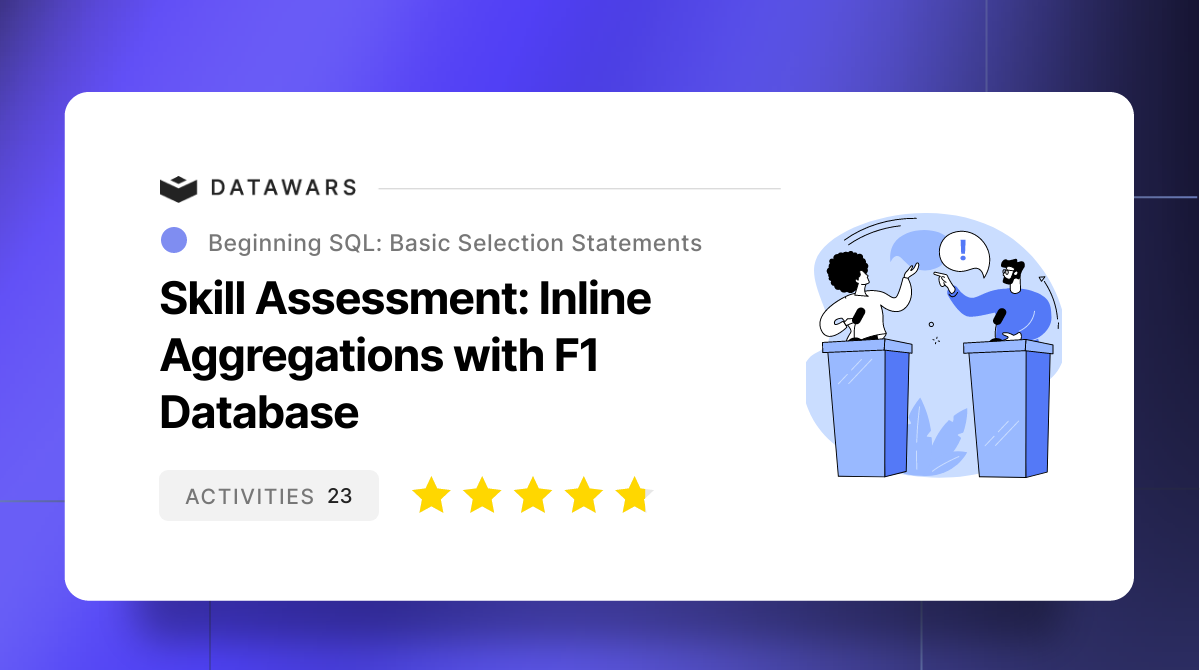 Skill Assessment: Inline Aggregations with F1 Database | Free Data Science Project | Data Wars