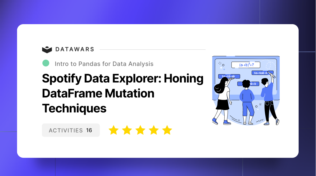 Spotify Data Explorer: Honing DataFrame Mutation Techniques | Free Data Science Project | Data Wars