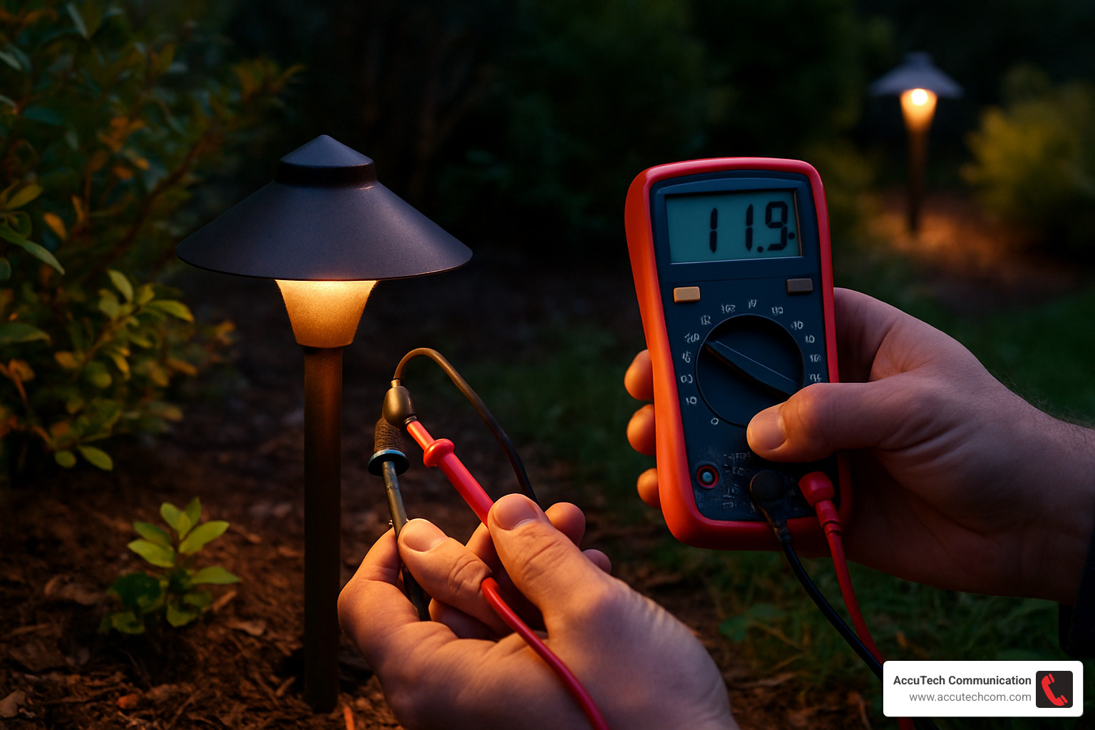 multimeter testing voltage at a landscape light fixture - how to ...
