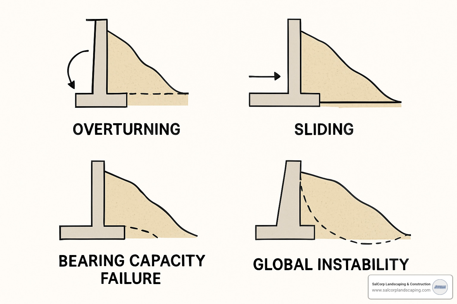 Retaining wall slope stability: Master 4 Failures