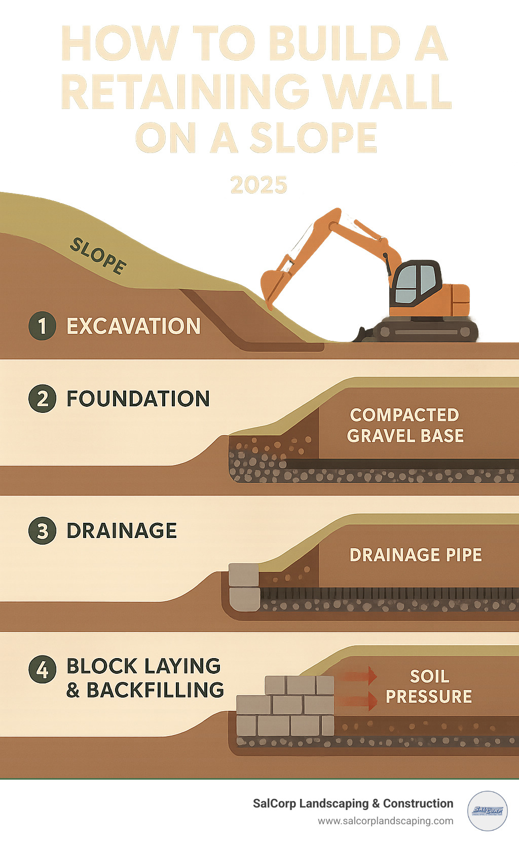 How to build a retaining wall on a slope: 1st Easy
