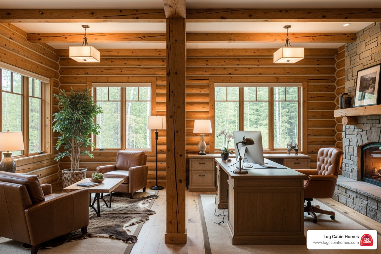 Work from Woods—Inspiring Log Cabin Home Office Setups - Log Cabin Homes