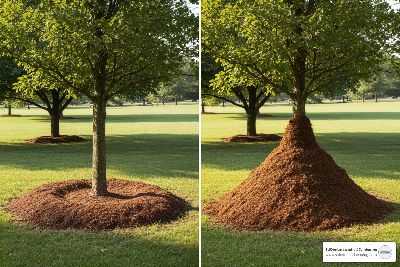 Edging and mulching around trees: 3 Easy Steps