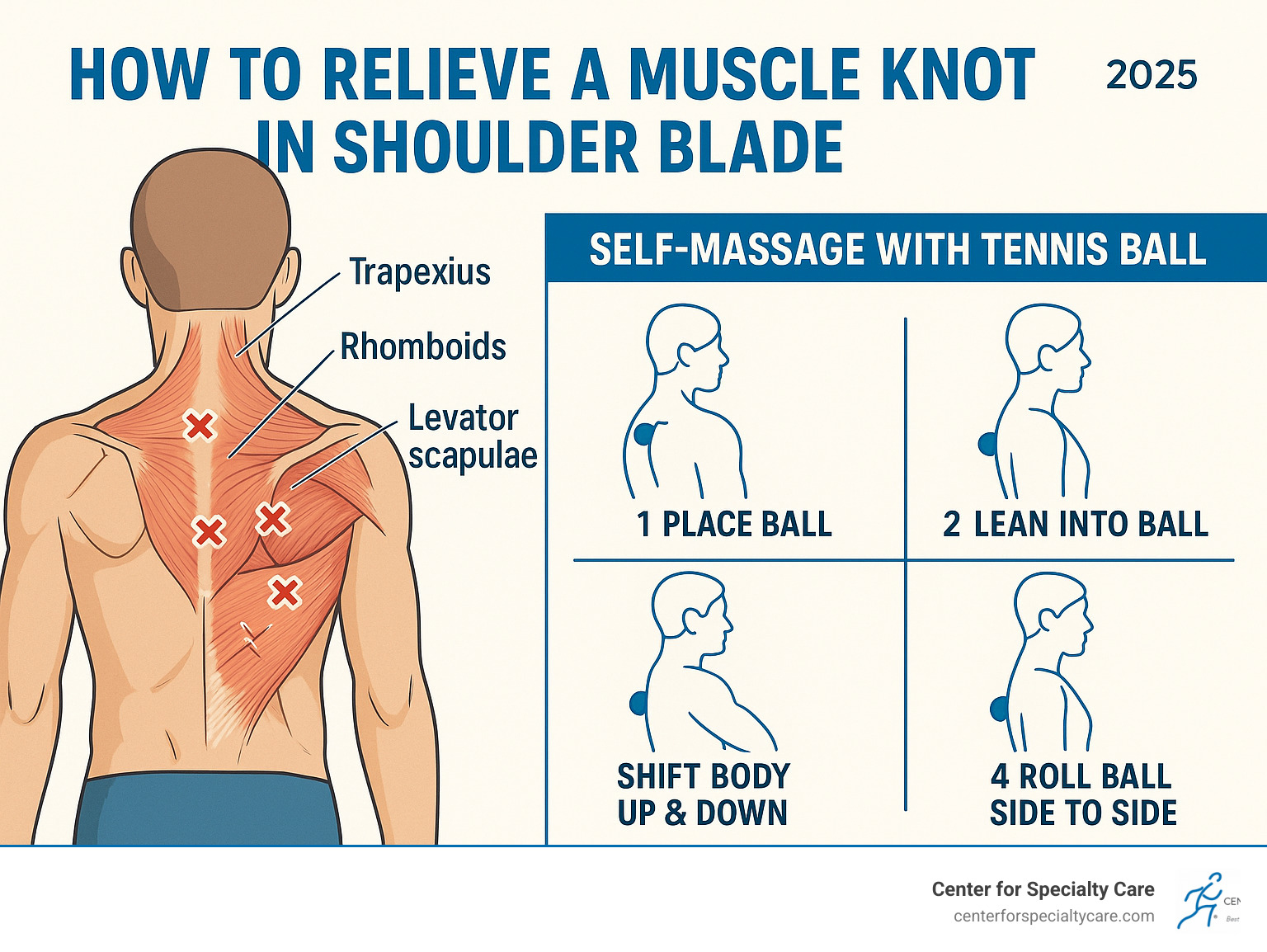 How to relieve a muscle knot in shoulder blade: #1 Ultimate