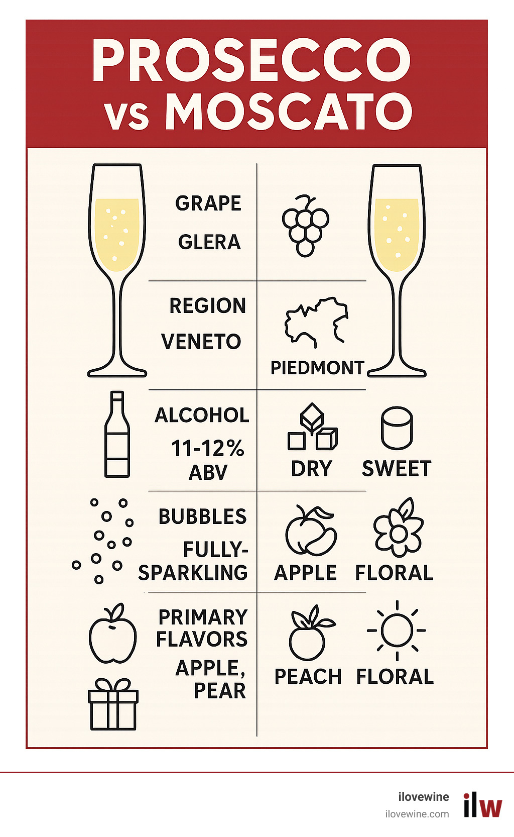 Prosecco vs Moscato: Top 5 Differences