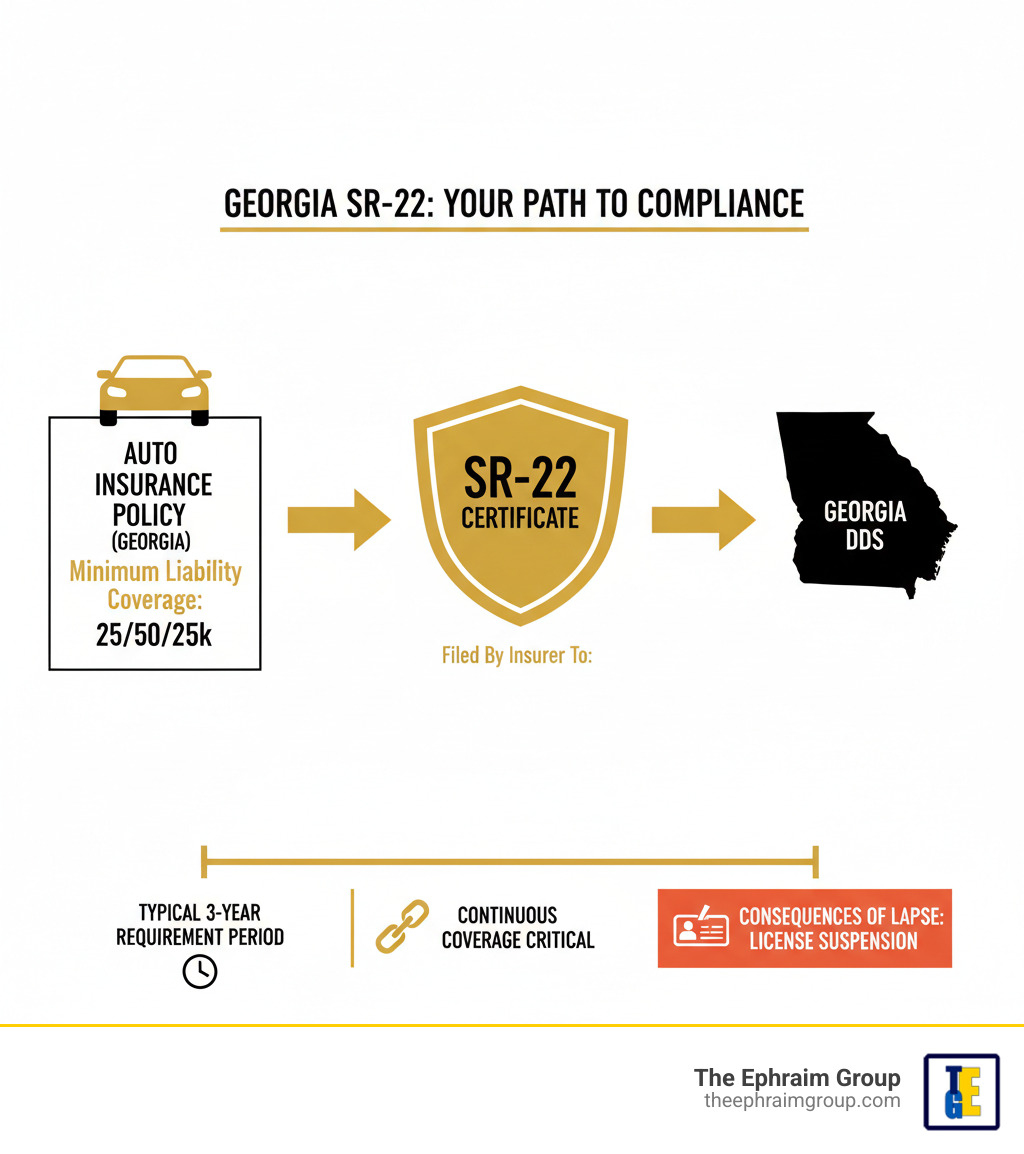 SR22 auto insurance Georgia: Secure Affordable 3 Steps