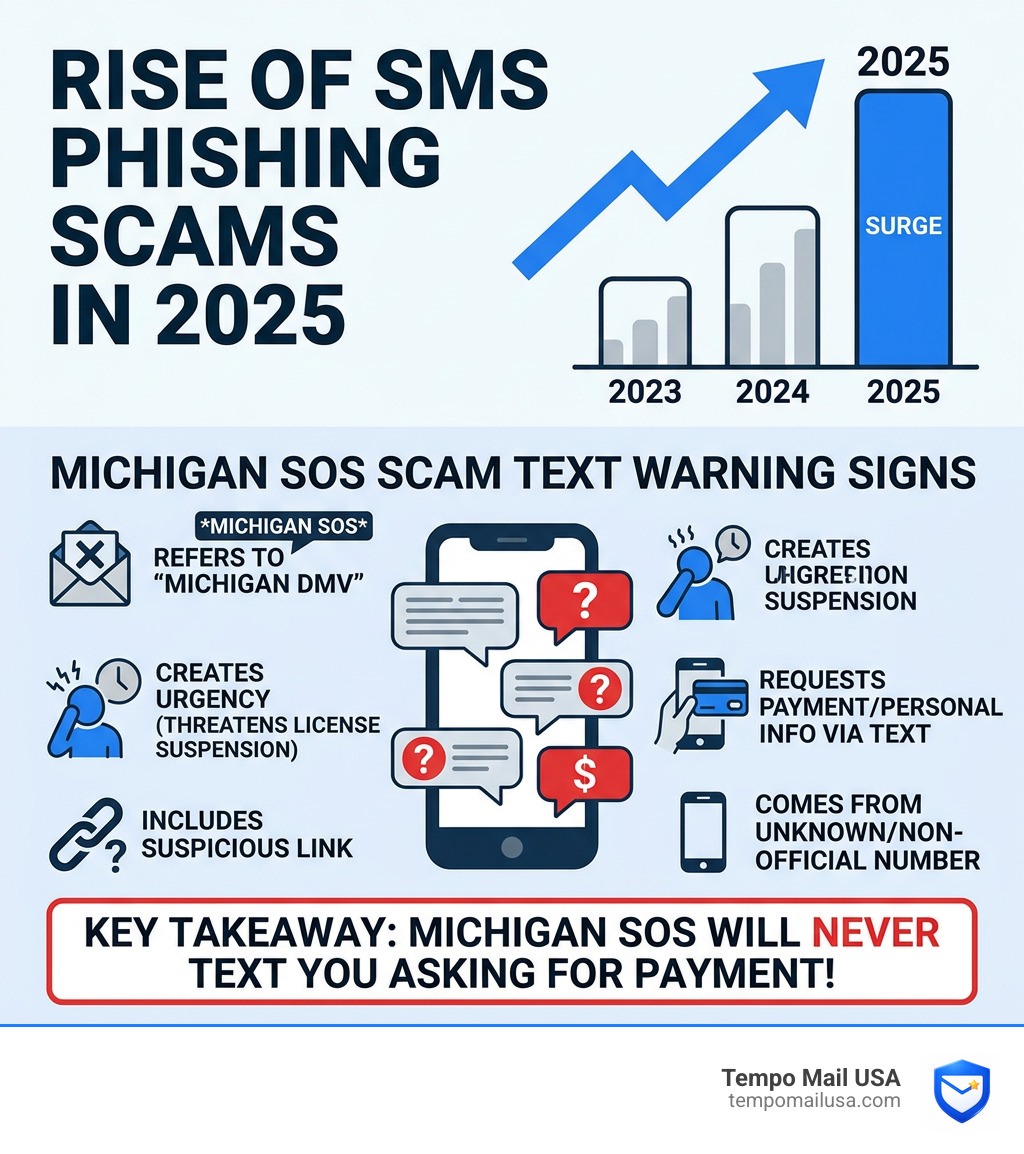 Michigan SOS Scam Text: They Called It the "DMV" — Dead Giveaway ...