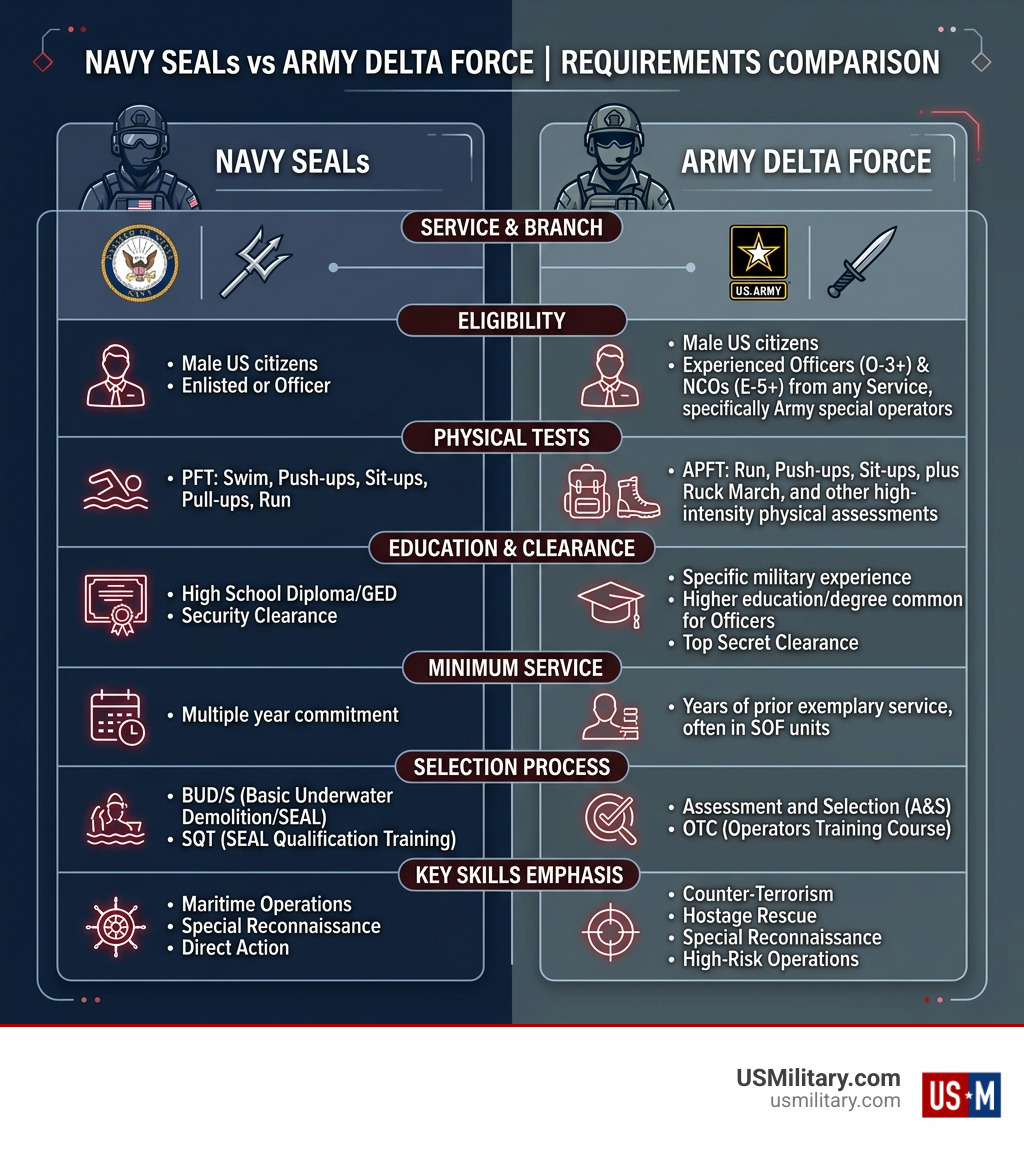 12 Major Differences Between Army Delta Force vs Navy SEALs