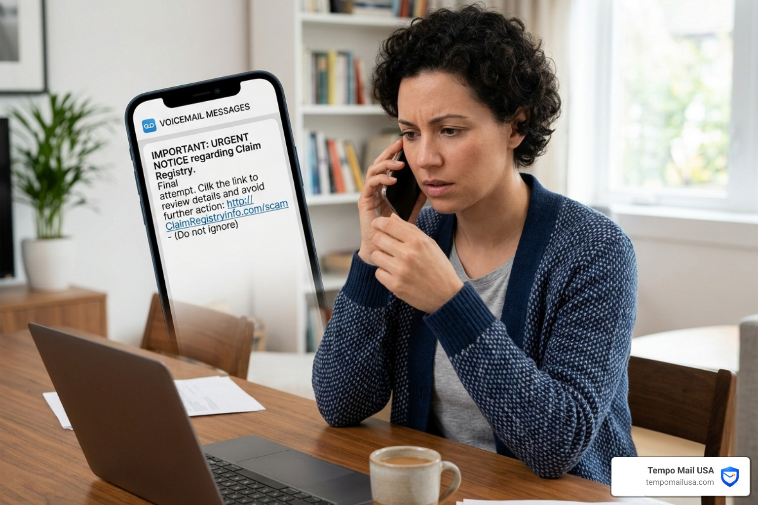 Claim Registry Scam Link in Voicemail Message Warning | TempoMailUSA