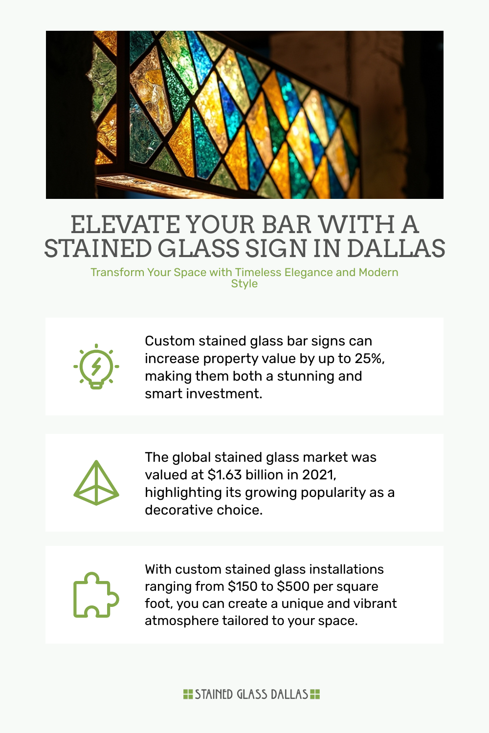 Stained Glass Bar Sign in Dallas: Elevate Your Space | Stained Glass Dallas