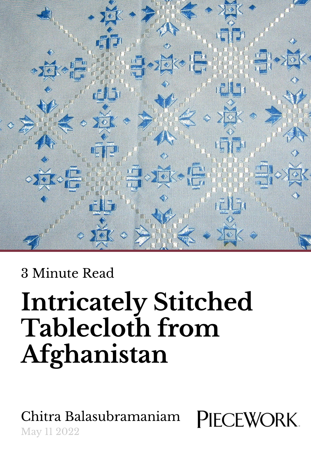 Intricately Stitched Tablecloth from Afghanistan | PieceWork