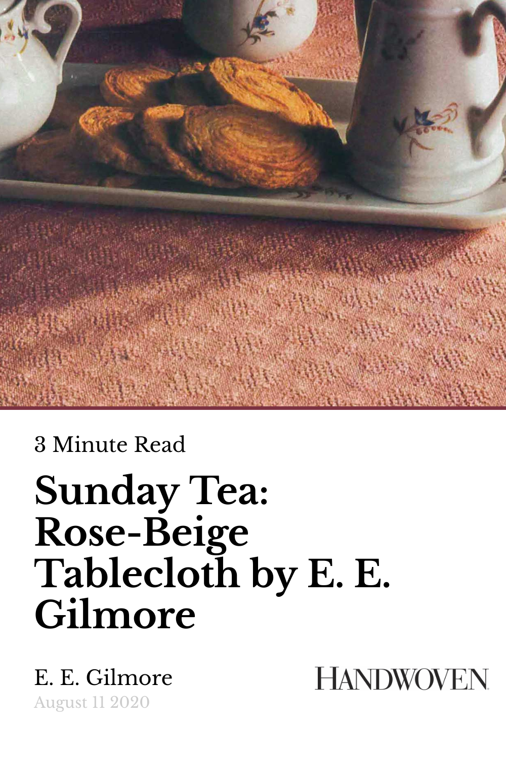 Sunday Tea: Rose-Beige Tablecloth by E. E. Gilmore | Handwoven