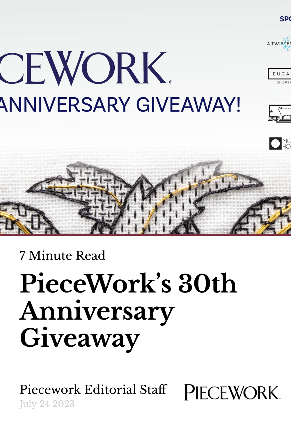 PieceWork’s 30th Anniversary Giveaway | PieceWork