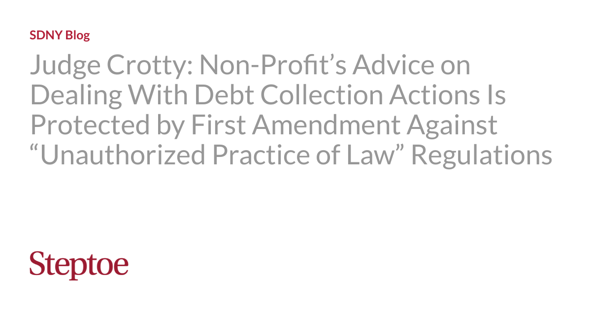 Judge Crotty: Non-Profit’s Advice on Dealing With Debt Collection ...