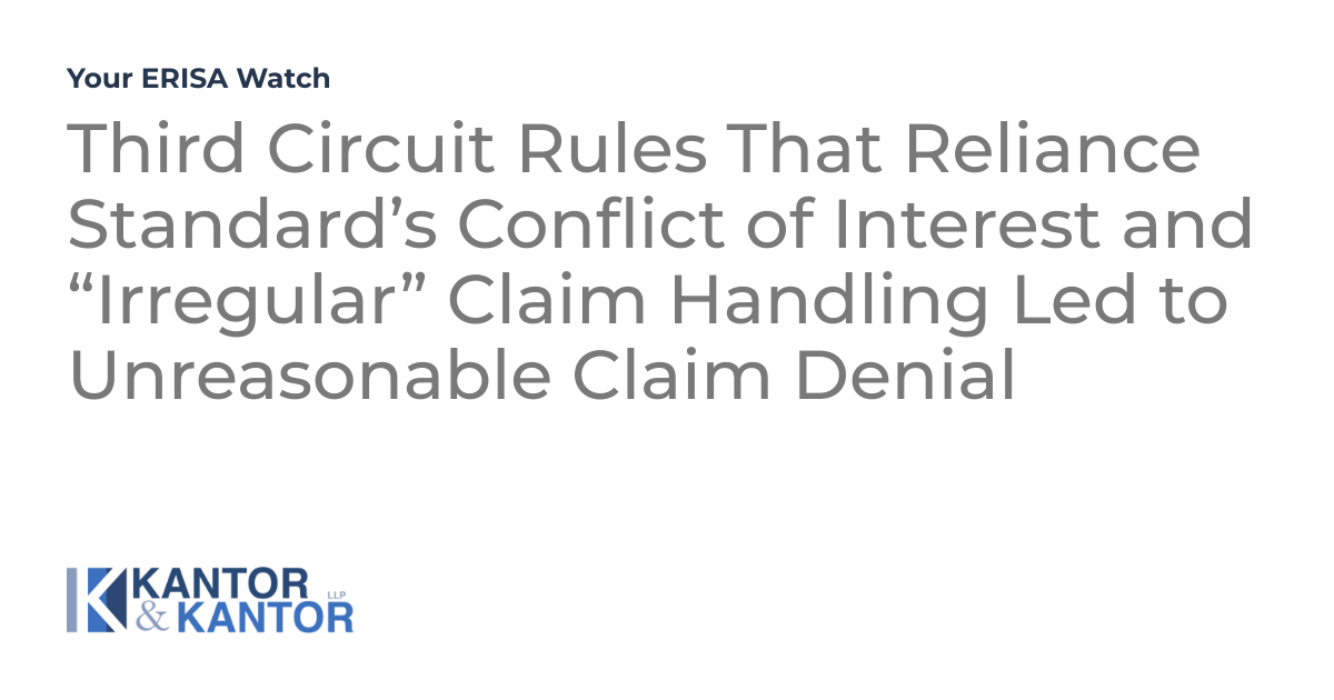 Third Circuit Rules That Reliance Standard’s Conflict of Interest and ...