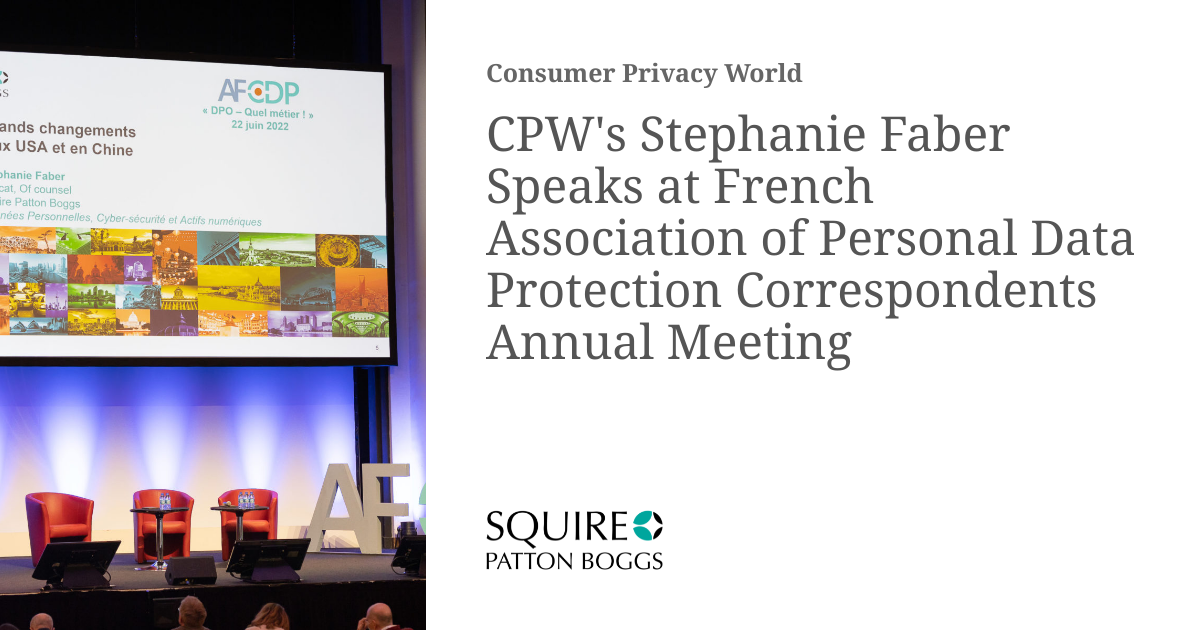 CPW's Stephanie Faber Speaks at French Association of Personal Data ...