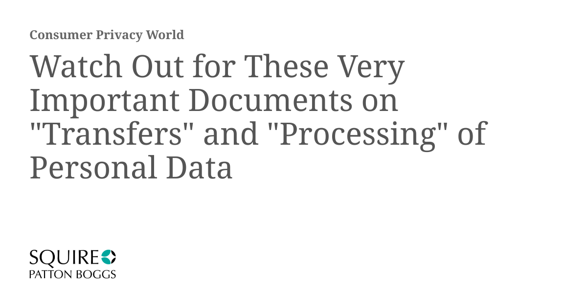 Watch Out for These Very Important Documents on "Transfers" and ...