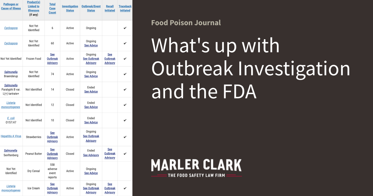 What's up with Outbreak Investigation and the FDA | Food Poison Journal