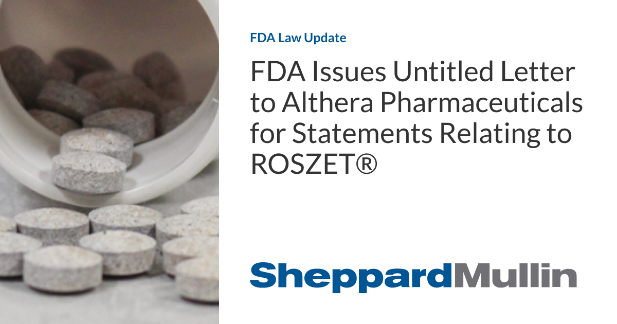 FDA Issues Untitled Letter to Althera Pharmaceuticals for Statements ...