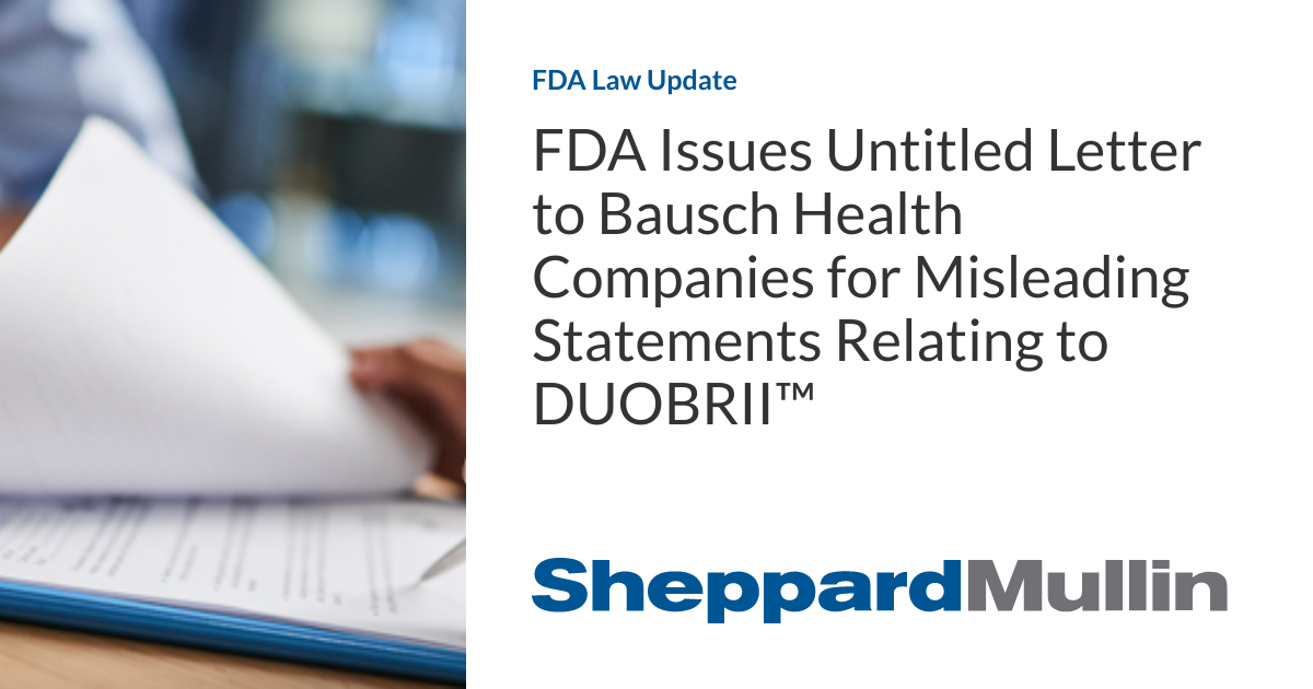 FDA Issues Untitled Letter to Bausch Health Companies for Misleading ...