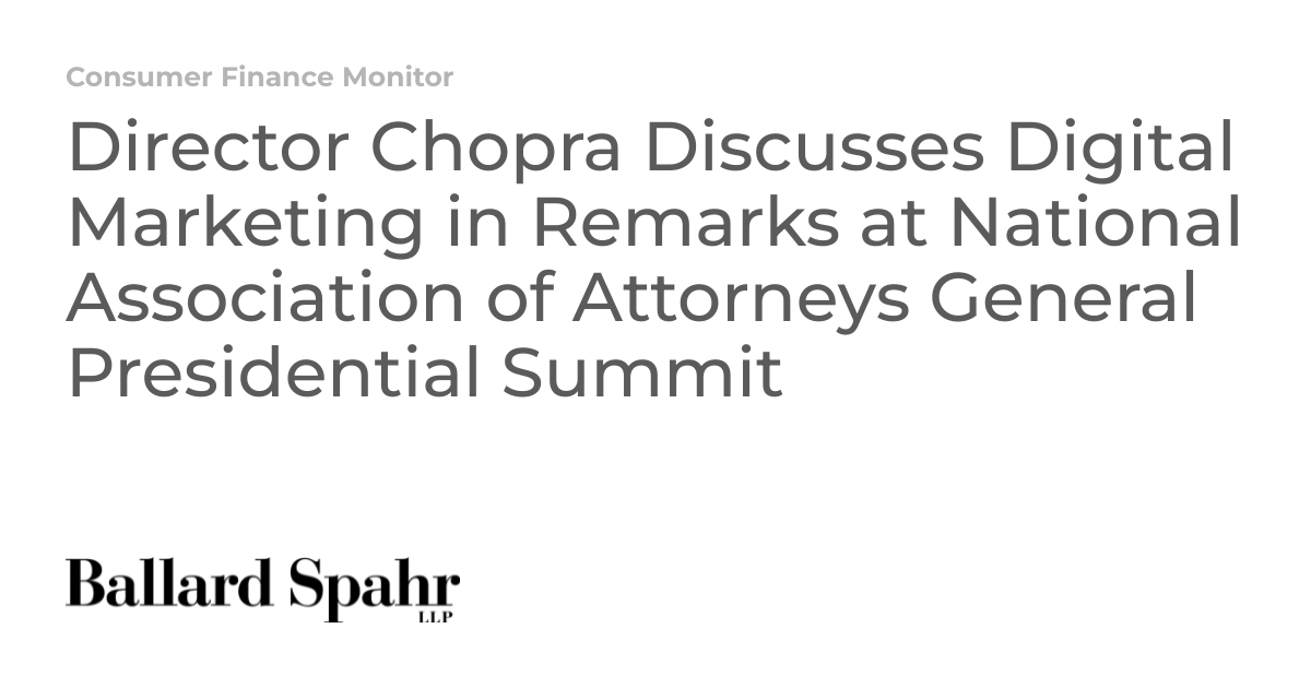 Director Chopra Discusses Digital Marketing in Remarks at National ...