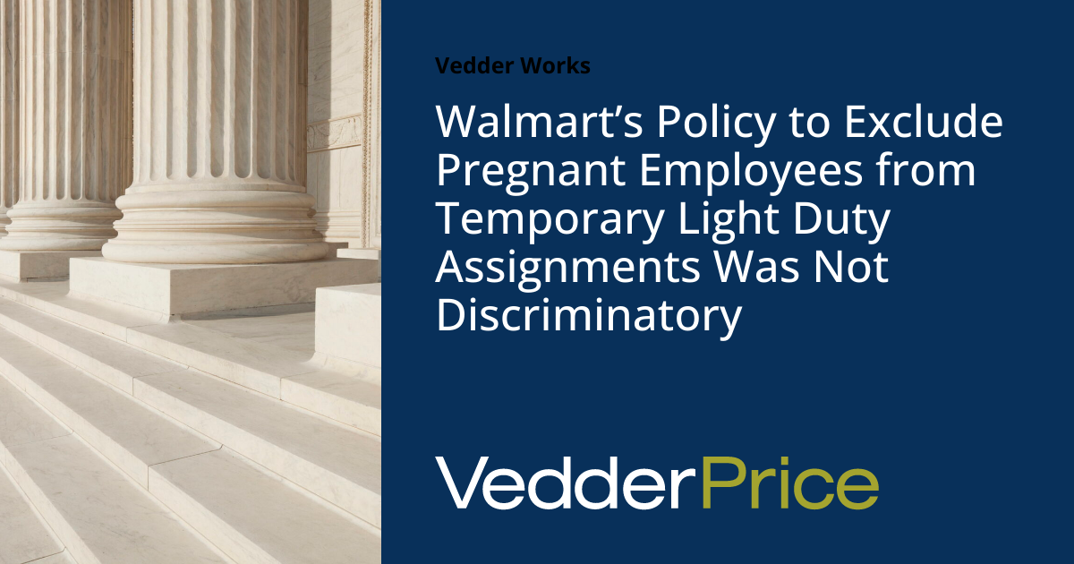 Walmart’s Policy to Exclude Pregnant Employees from Temporary Light ...