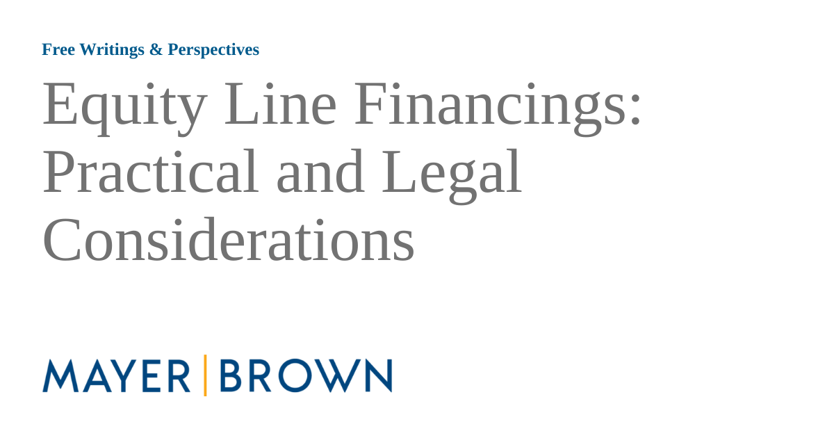 Equity Line Financings: Practical and Legal Considerations | Free ...