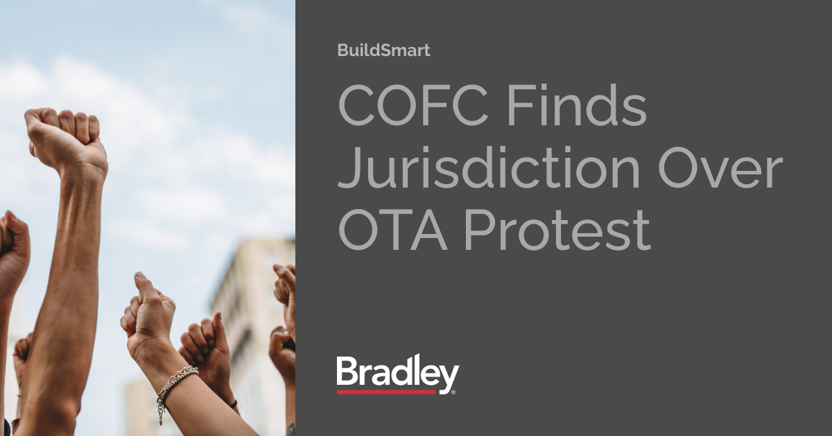 COFC Finds Jurisdiction Over OTA Protest | BuildSmart