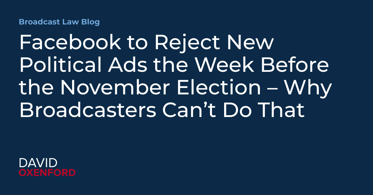 Facebook to Reject New Political Ads the Week Before the November ...