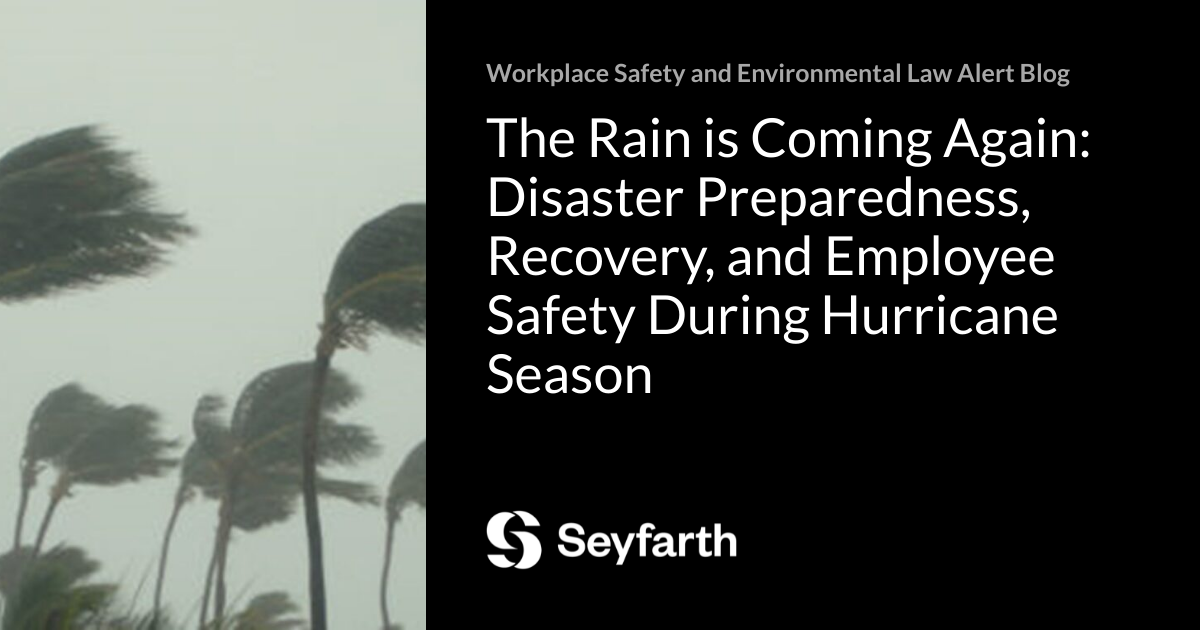 The Rain is Coming Again: Disaster Preparedness, Recovery, and Employee ...
