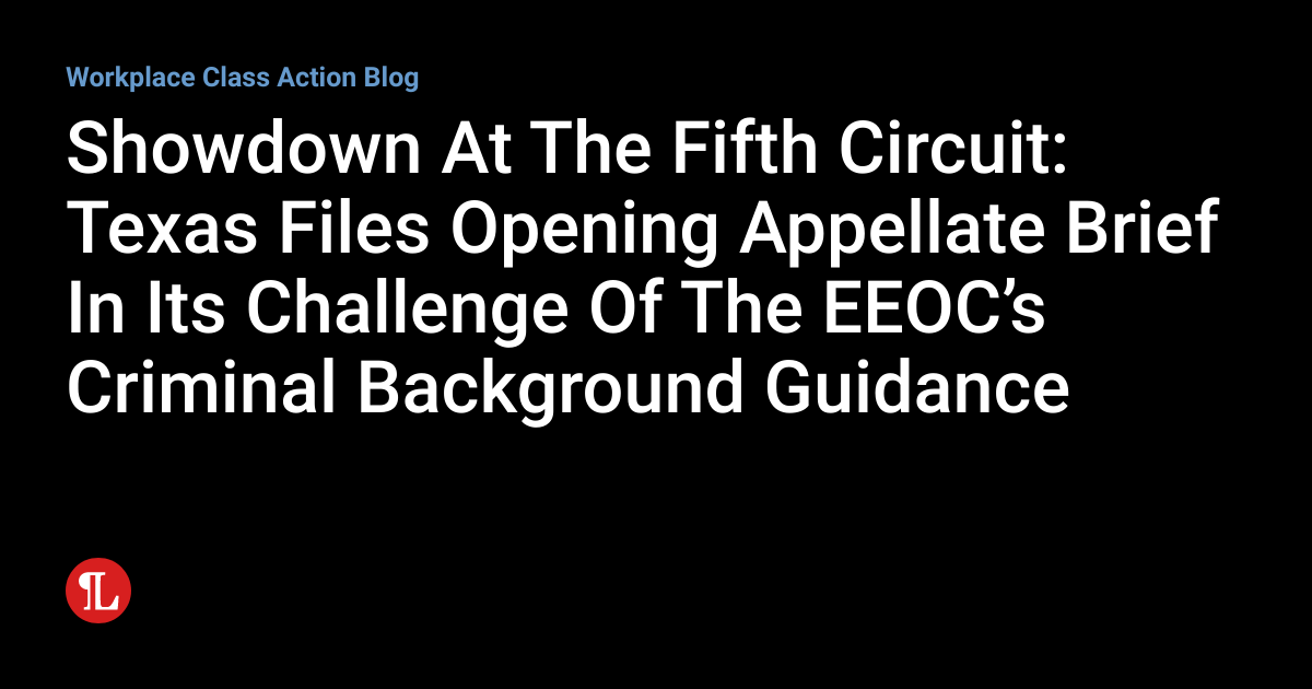 Showdown At The Fifth Circuit: Texas Files Opening Appellate Brief In ...