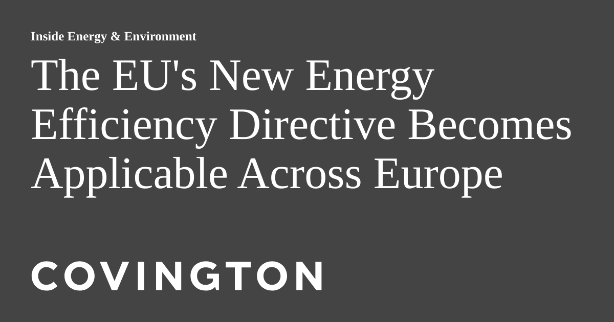 The EU's New Energy Efficiency Directive Becomes Applicable Across ...