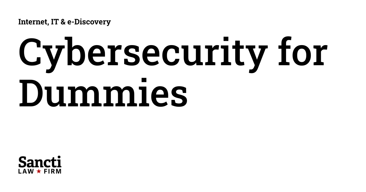 Cybersecurity for Dummies | Internet, IT & e-Discovery