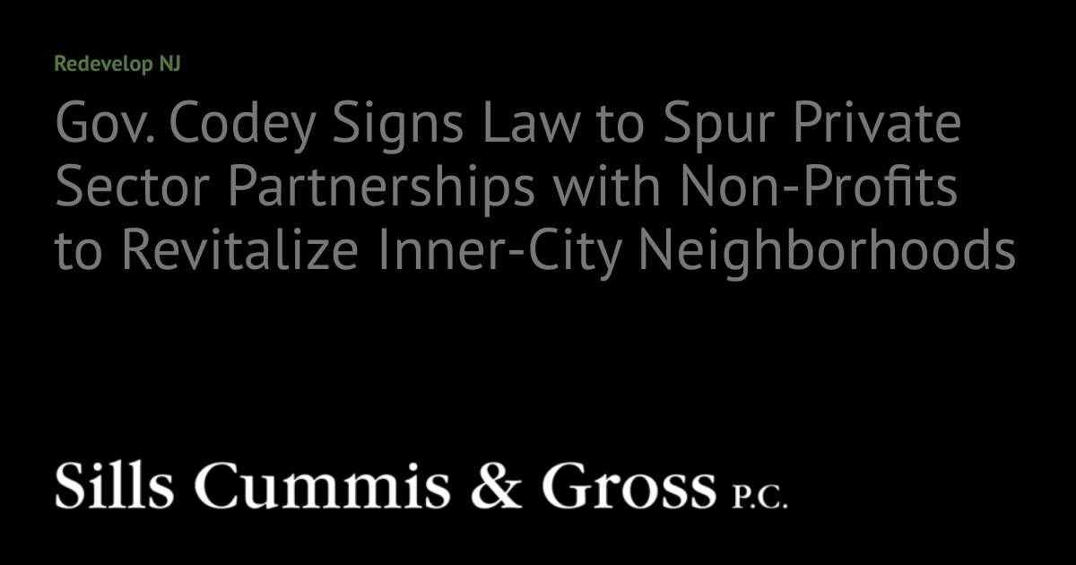 Gov. Codey Signs Law to Spur Private Sector Partnerships with Non ...