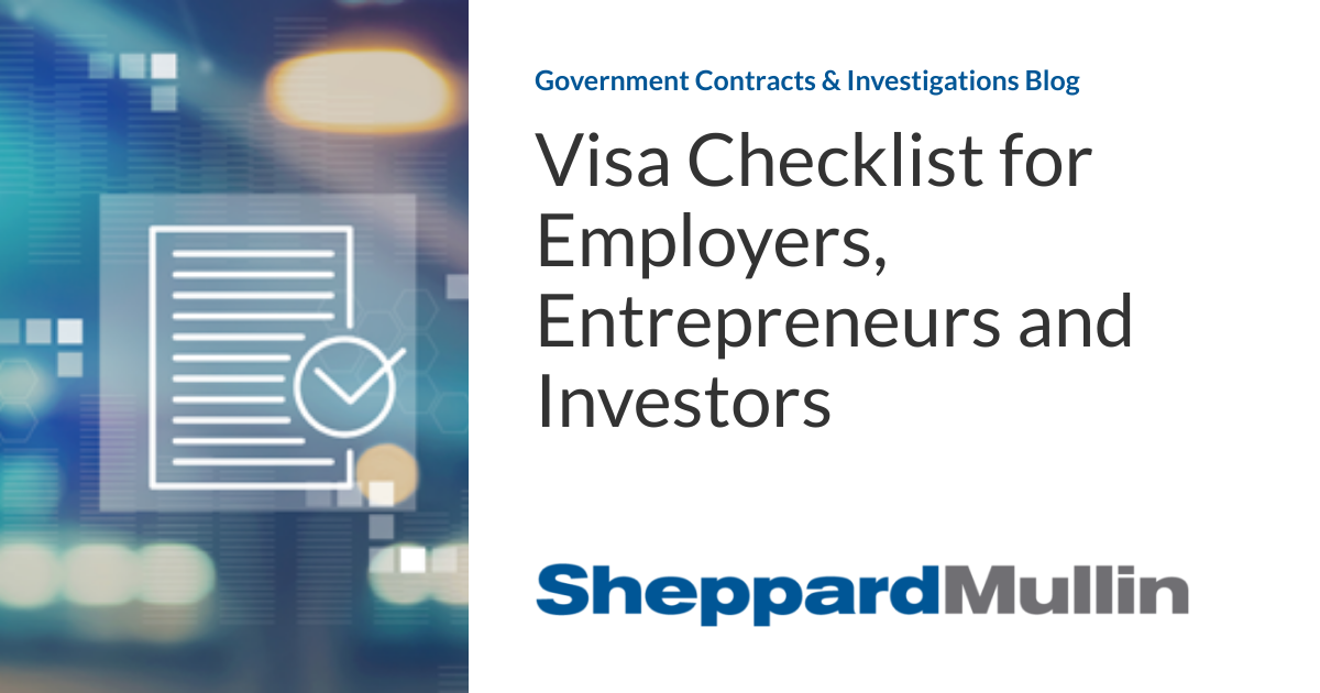 Visa Checklist for Employers, Entrepreneurs and Investors | Government ...