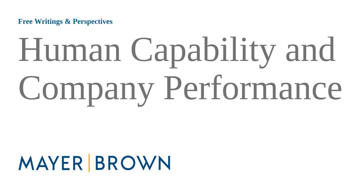 Human Capability and Company Performance | Free Writings & Perspectives