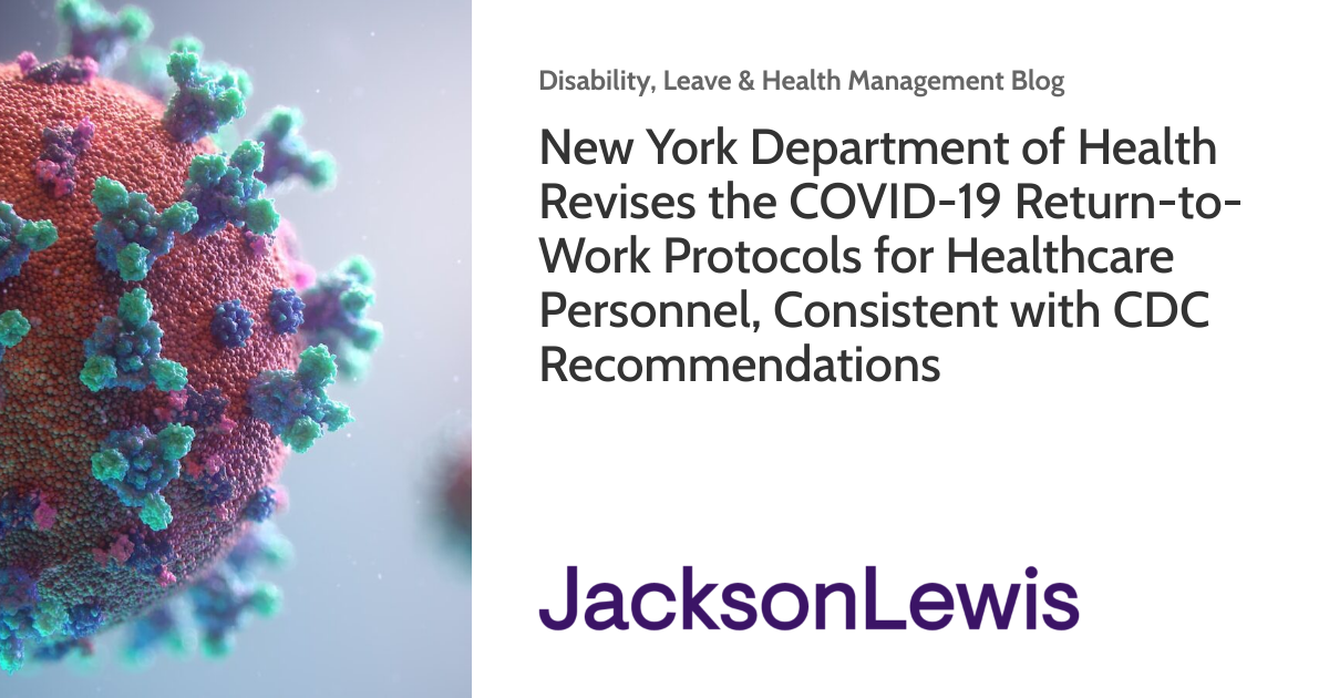 New York Department of Health Revises the COVID-19 Return-to-Work ...
