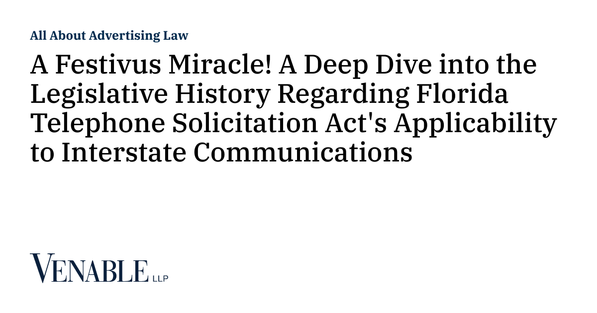 A Festivus Miracle! A Deep Dive into the Legislative History Regarding ...