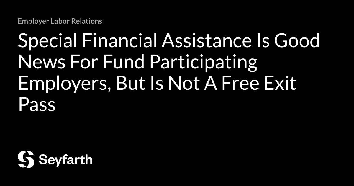Special Financial Assistance Is Good News For Fund Participating ...