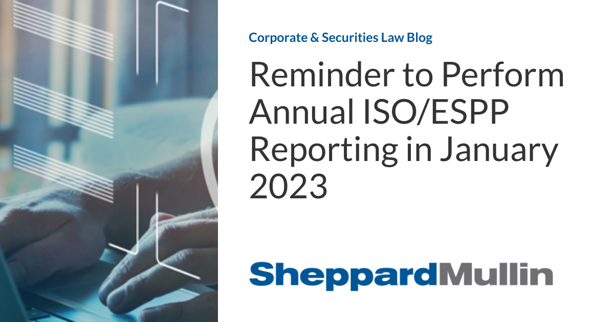 Reminder to Perform Annual ISO/ESPP Reporting in January 2023 ...
