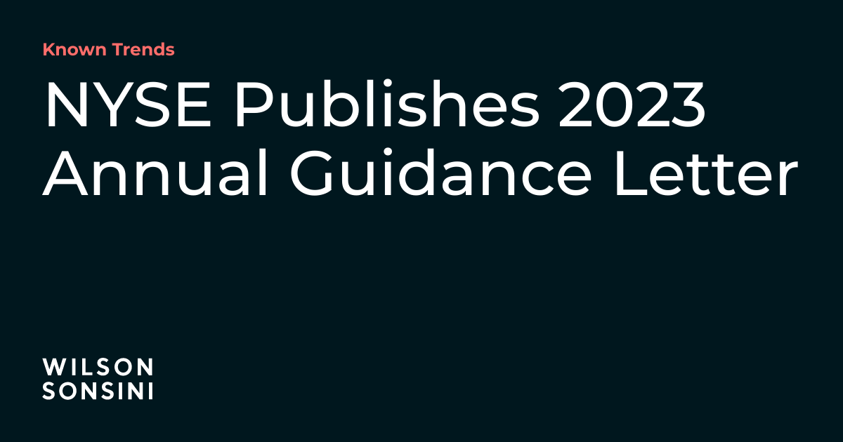 NYSE Publishes 2023 Annual Guidance Letter | Known Trends