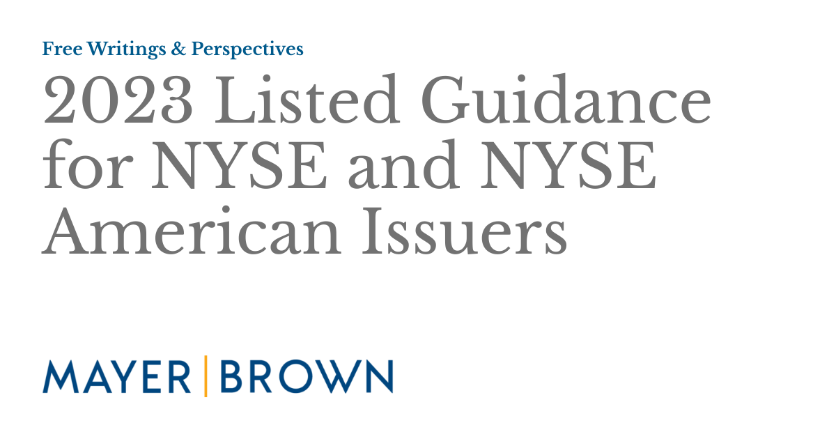 2023 Listed Guidance for NYSE and NYSE American Issuers | Free Writings ...