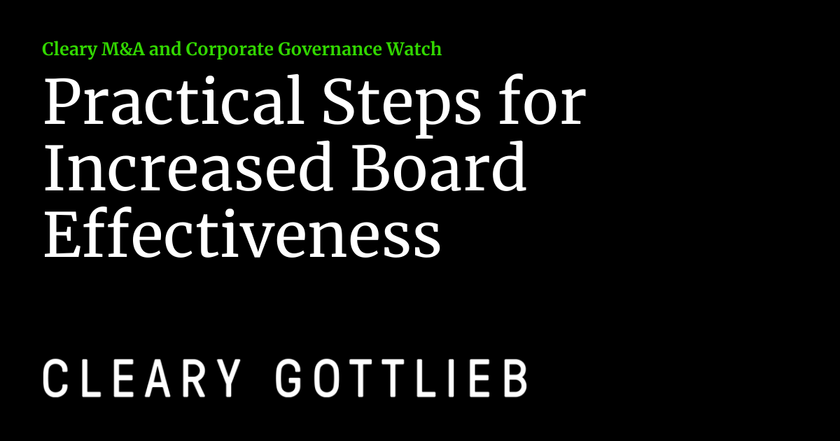 Practical Steps For Increased Board Effectiveness Cleary M A And