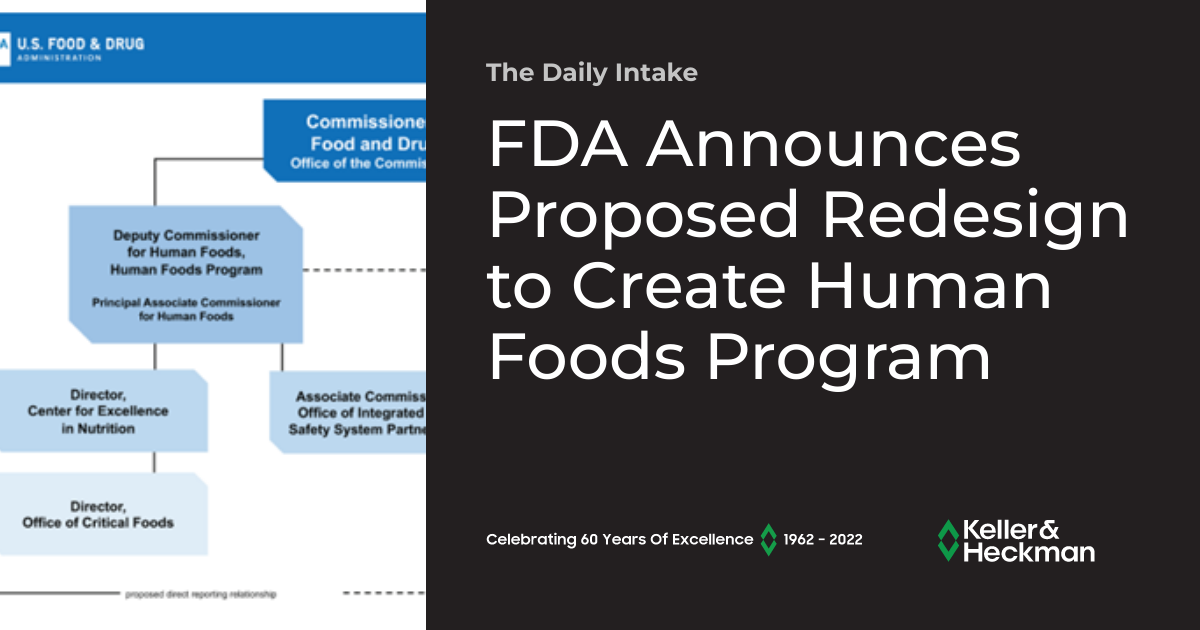 FDA Announces Proposed Redesign to Create Human Foods Program | The ...