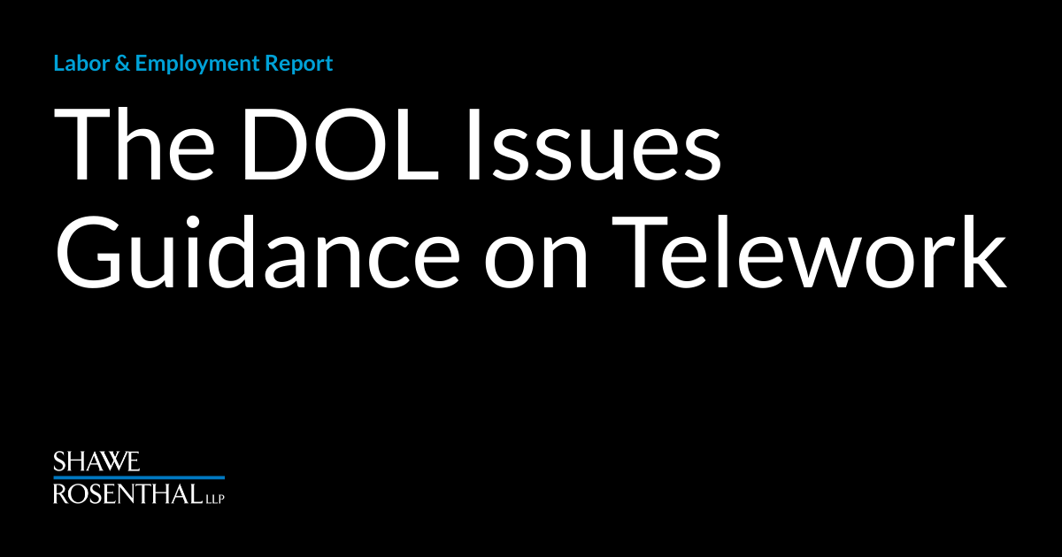 The DOL Issues Guidance on Telework | Labor & Employment Report