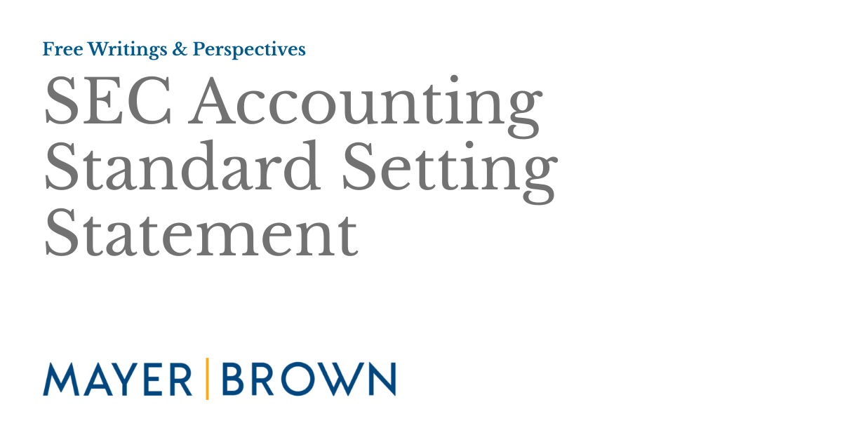 SEC Accounting Standard Setting Statement | Free Writings & Perspectives