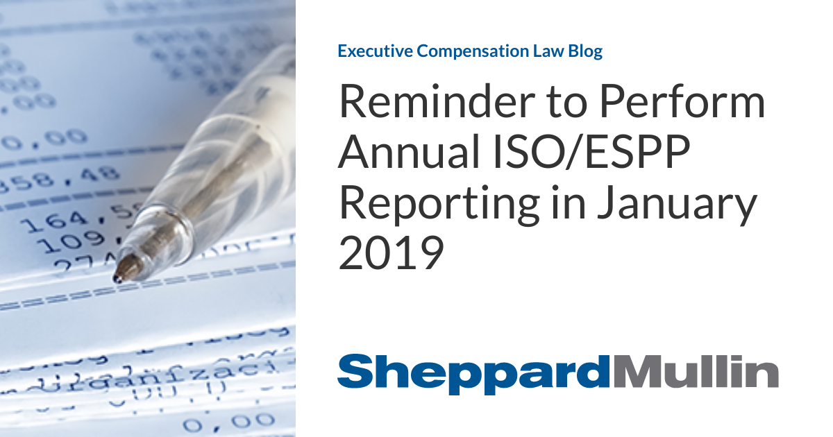 Reminder to Perform Annual ISO/ESPP Reporting in January 2019 ...